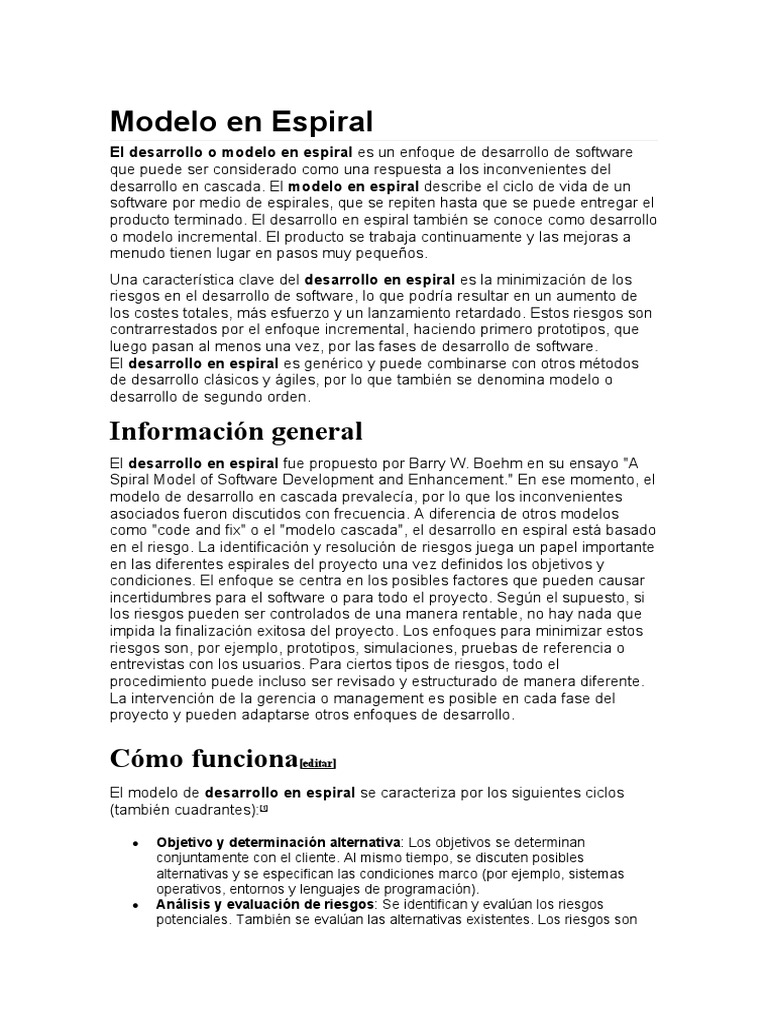 Modelo en Espiral | PDF | Software | Informática