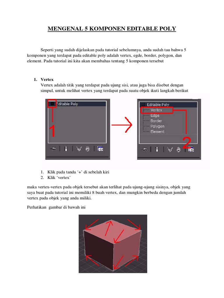 Mengenal 5 Komponen Editable Poly: 1. Vertex | PDF