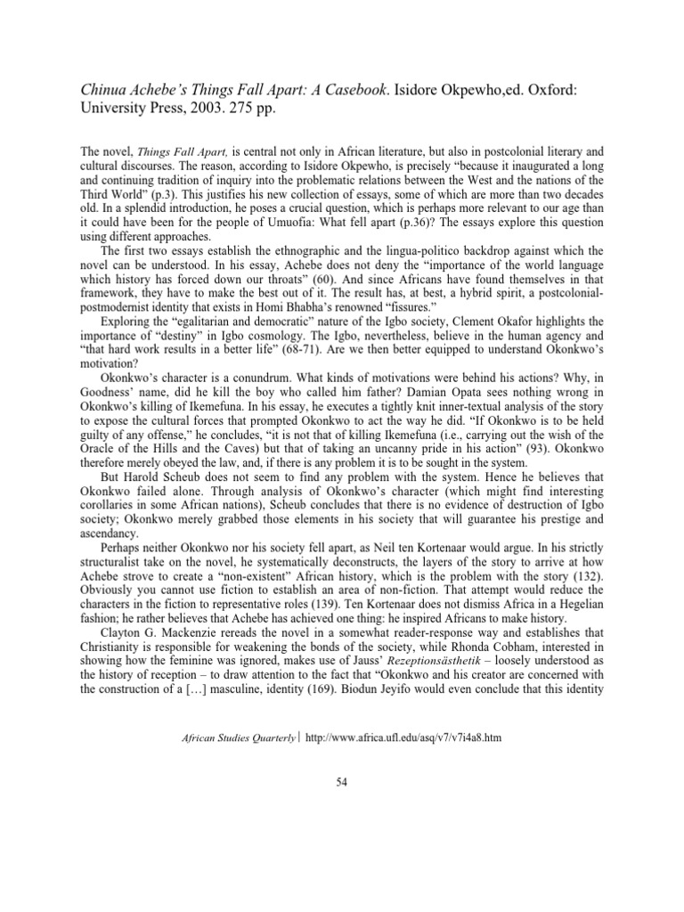 Things Fall Apart by Chinua Achebe | PDF | Philosophical Movements