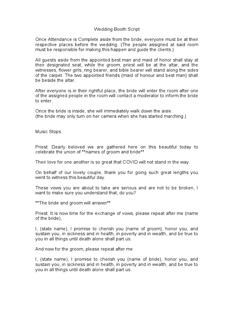 Wedding Booth Script | PDF | Wedding | Fashion Related Occasions