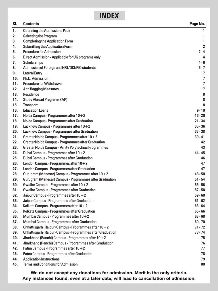 AMITY Admission - Prospectus - 2020 | PDF | University And College ...