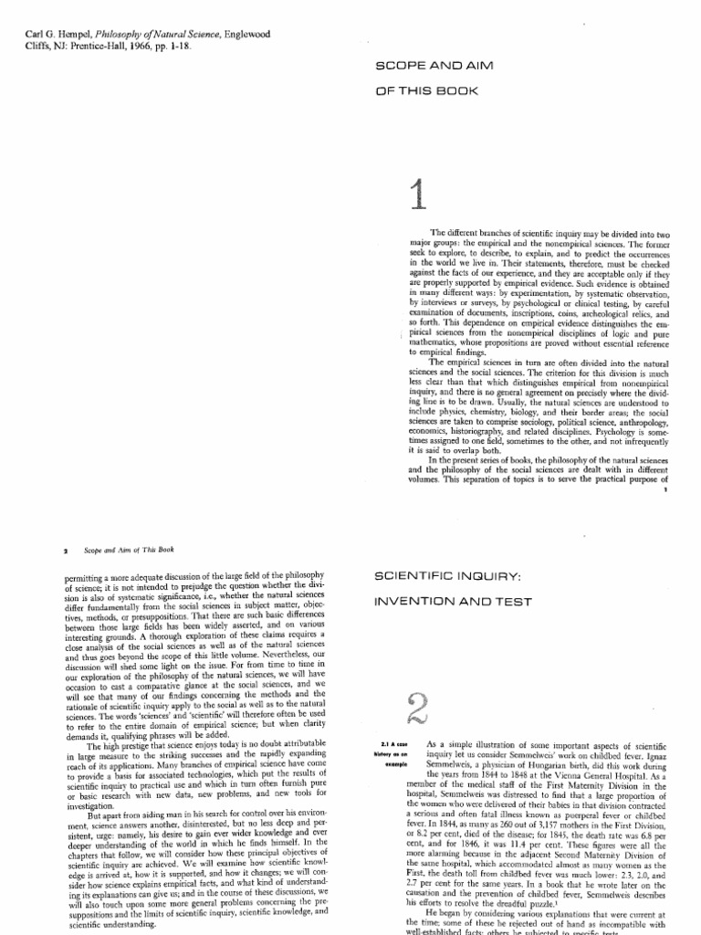 Hempel's Philosophy of Natural Science | PDF | Inductive Reasoning ...