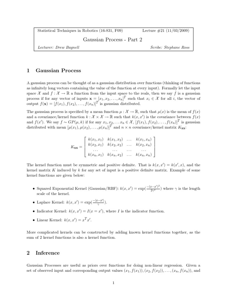 Gaussian Process - Part 2: 1 2 N T I 1 2 N T | PDF | Mathematical ...