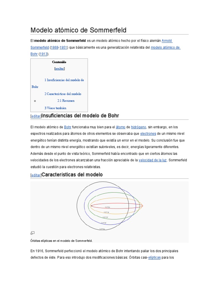 Modelo Atómico de Sommerfeld | PDF | Átomos | Science