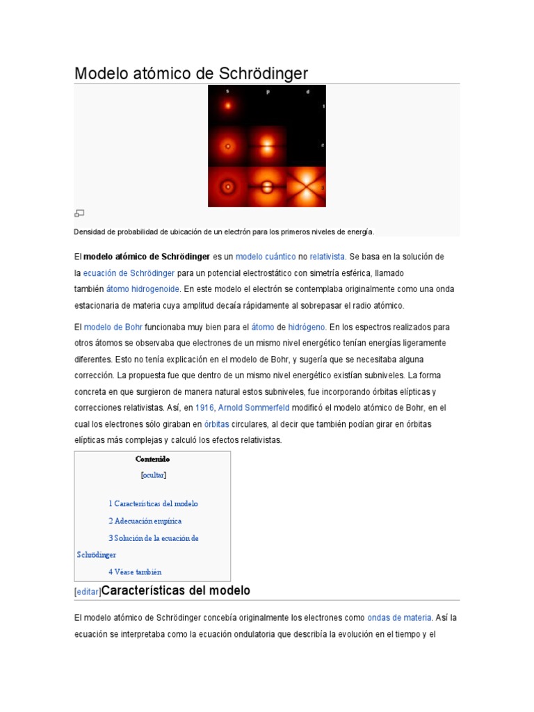 Modelo Atómico de Schrödinger | PDF | Átomos | Ecuación de Schrödinger