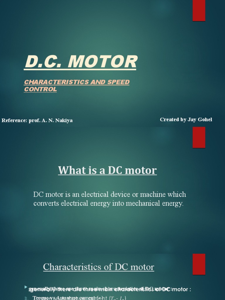 D.C. Motor: Characteristics and Speed Control | PDF | Electric Motor ...