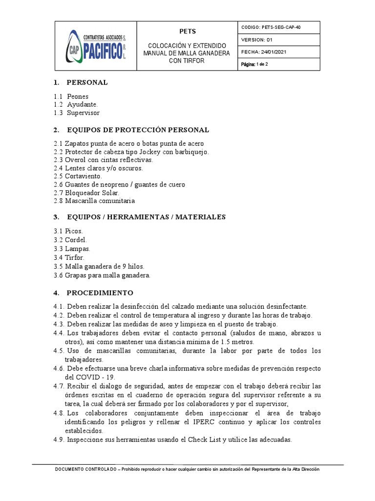 Pets-Cap-40 Colocacion y Extendido Manual de Malla Ganadera Con Tilfor ...