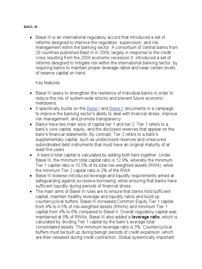 An Overview of the Basel III International Banking Accord ...
