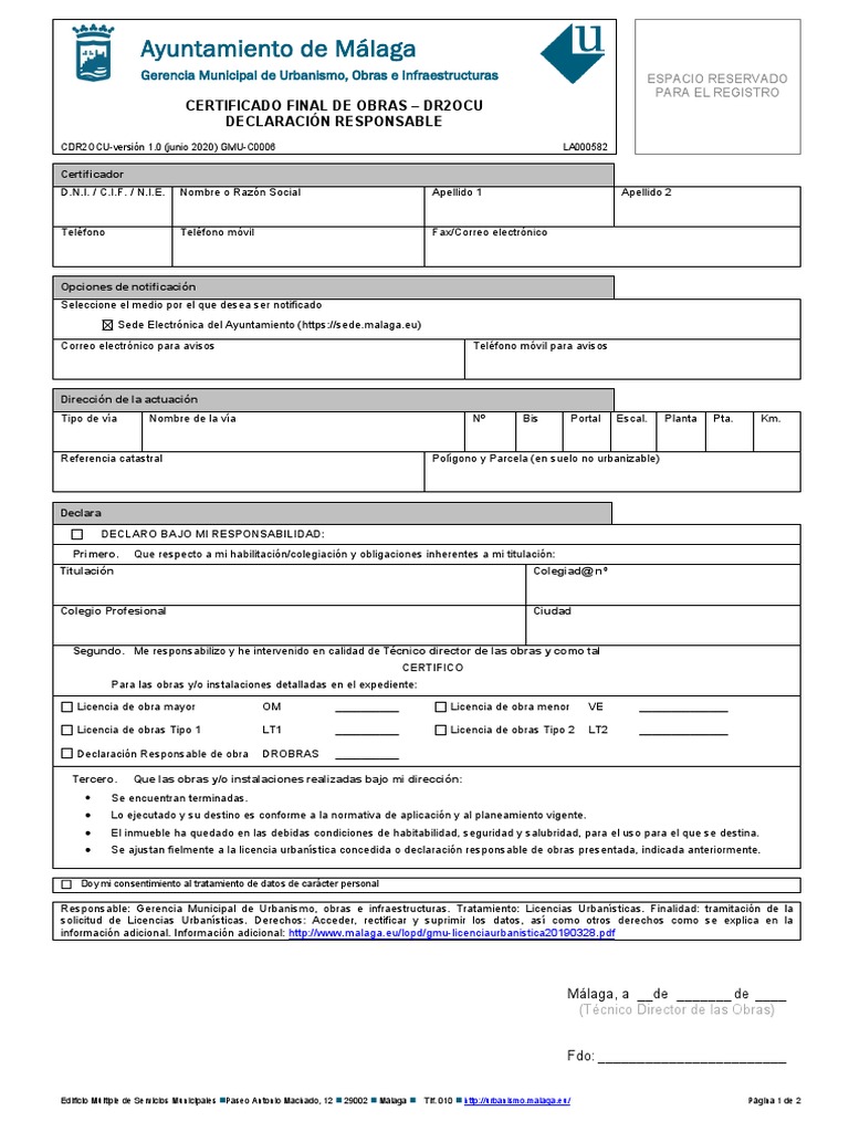 Certificado Final de Obras | PDF