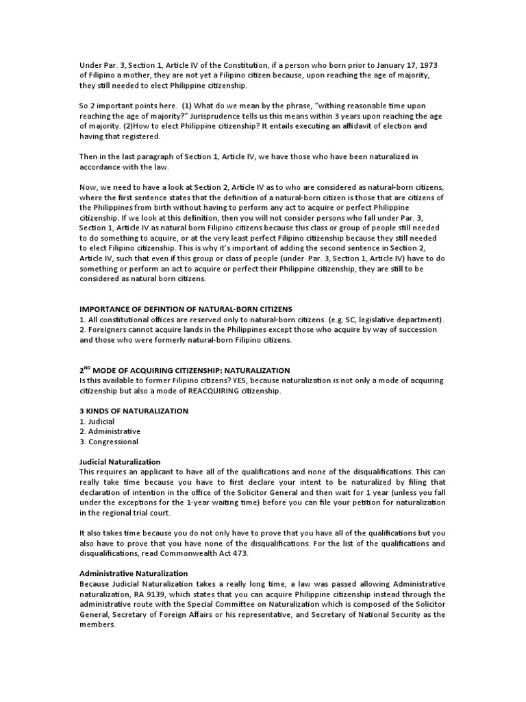 Understanding Naturalization in the Philippines | PDF | Naturalization ...