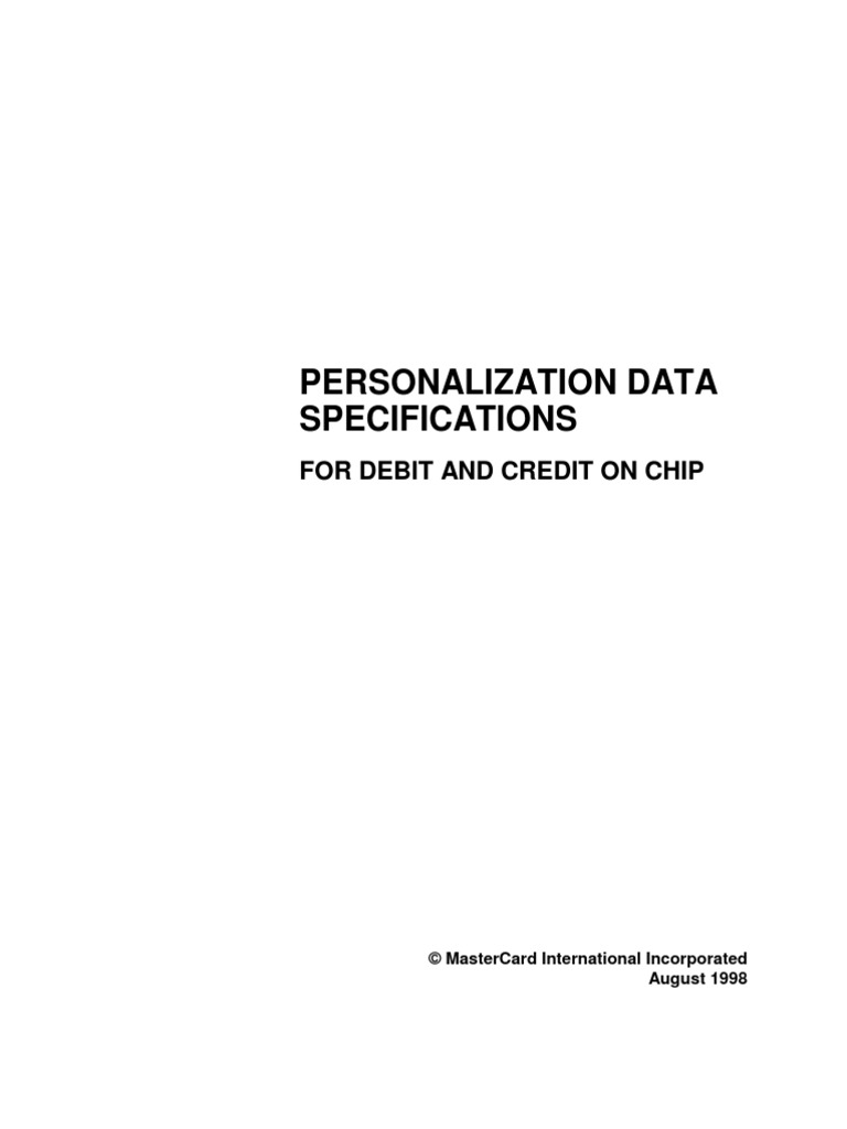Personalization Data Specifications: For Debit and Credit On Chip | PDF ...