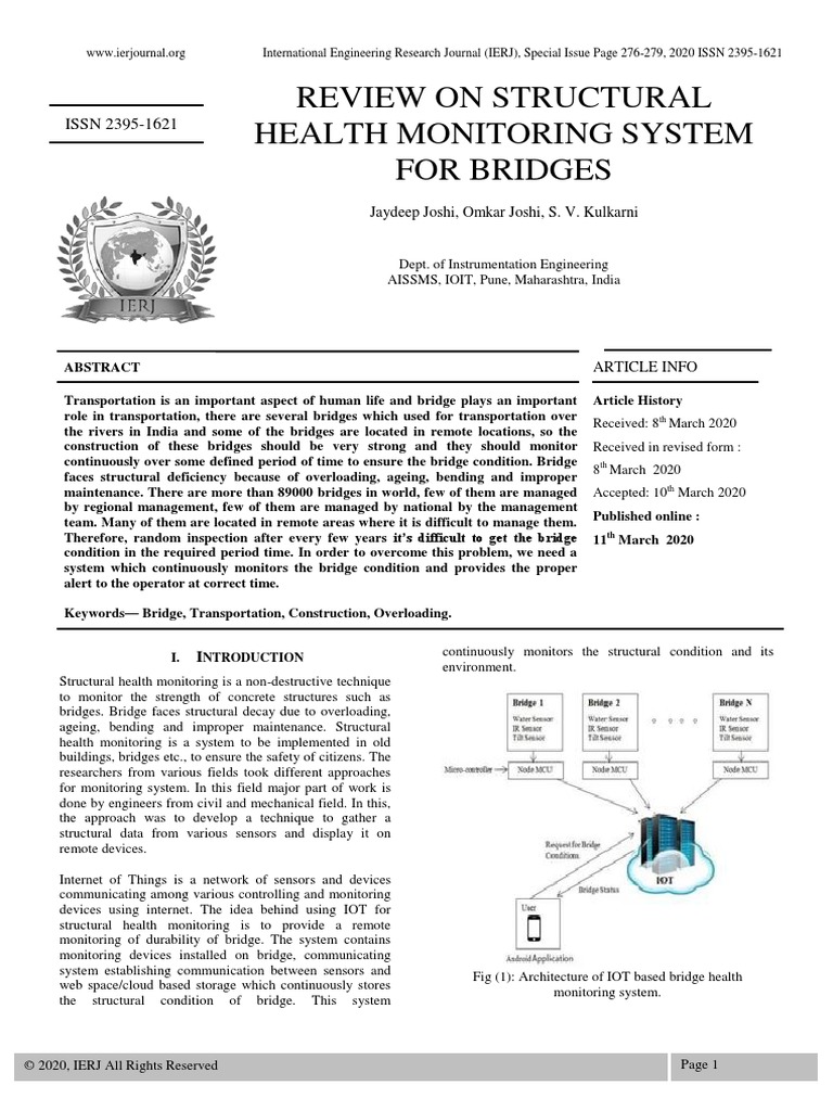 Review On Structural Health Monitoring System For Bridges: ISSN 2395 ...