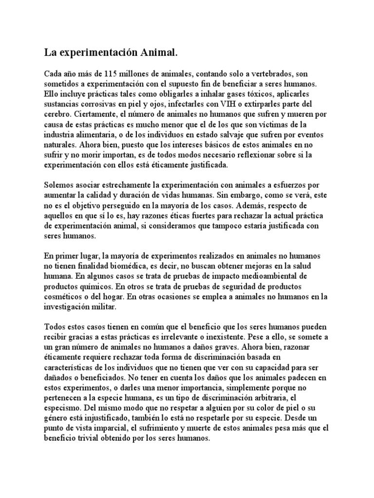 Ética y Eficacia de la Experimentación Animal | PDF | Ensayo clínico ...