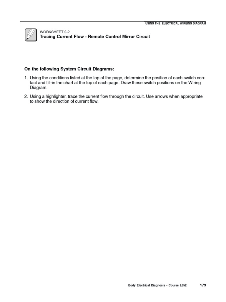 Tracing Current Flow - Remote Control Mirror Circuit: Worksheet 2-2 ...