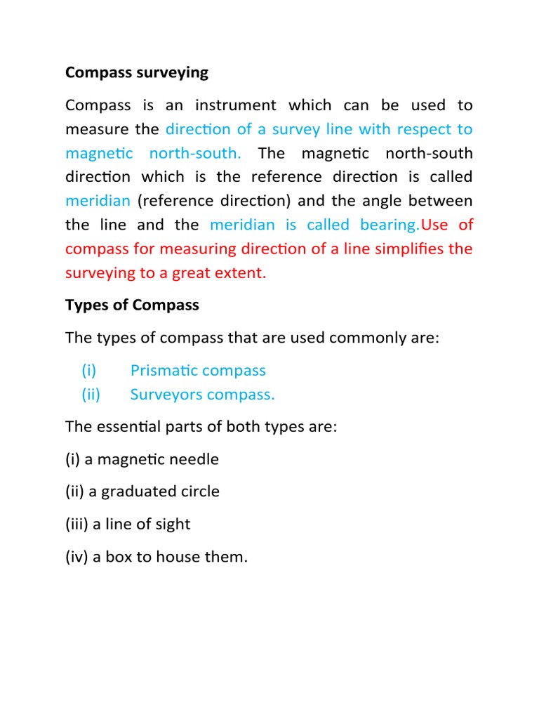 Compass Surveying Notes | PDF | Compass | Surveying