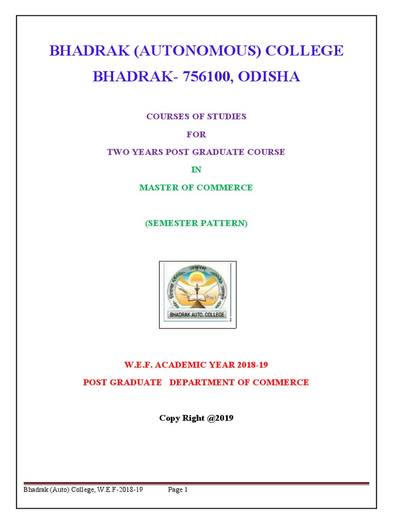 Syllabus - M.Com - Bhadrak Autonomous College | PDF | International ...