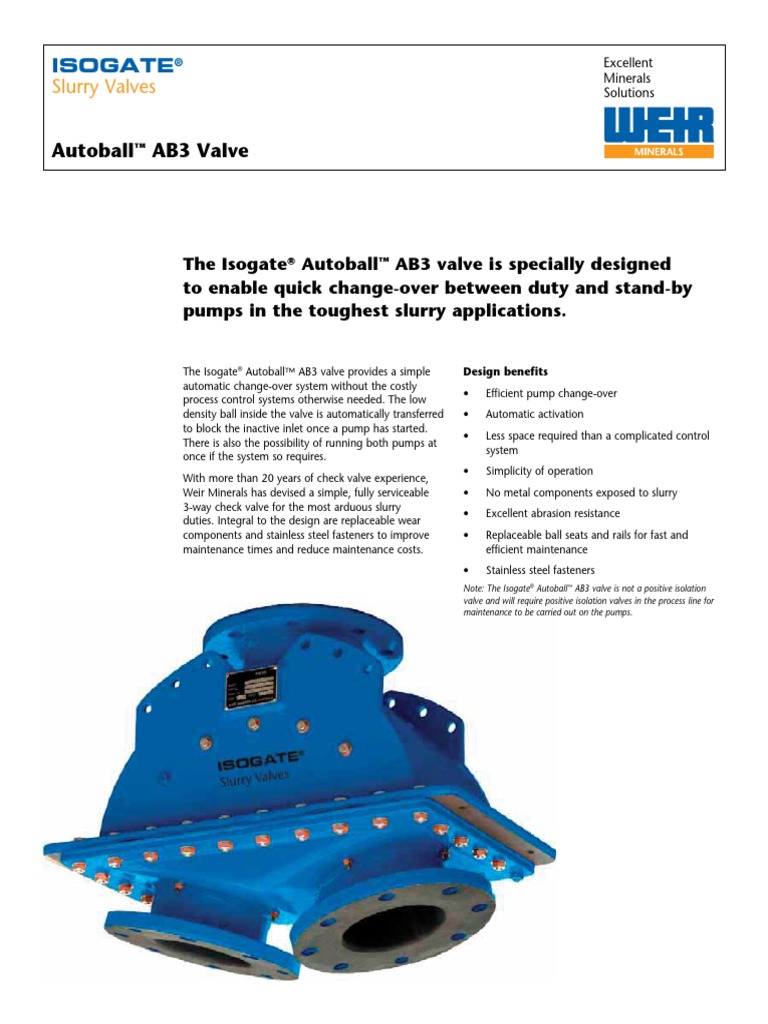 Válvula Esférica Autoball AB3 Isogate® | PDF | Valve | Pump