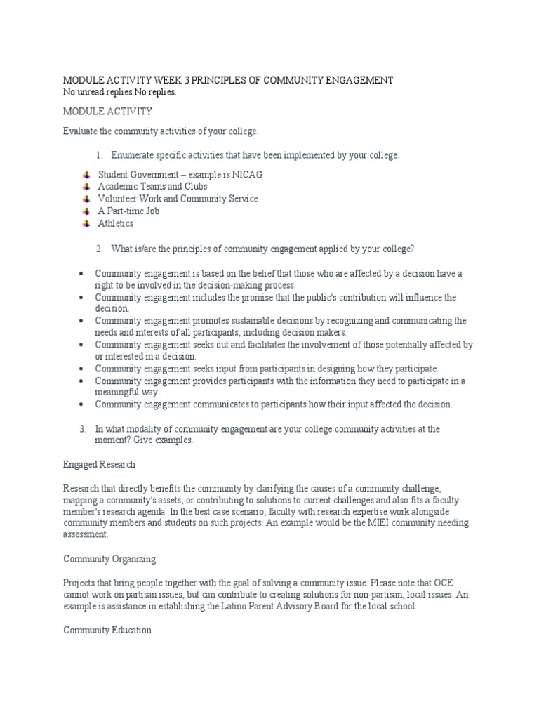 Module Activity Week 3 Principles of Community Engagement | PDF ...