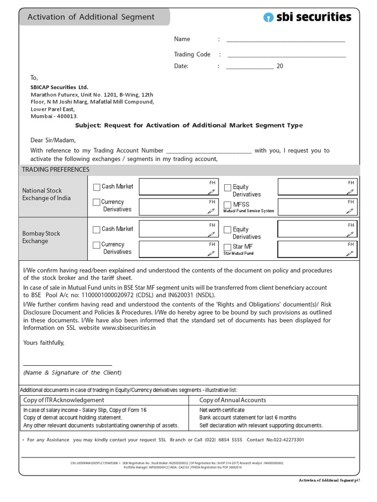 Activation of Additional Segments | PDF | Stocks | Derivative (Finance)