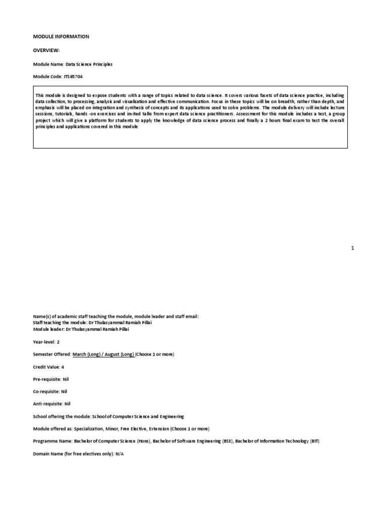 Data Science Principles - ITS65704 | PDF | Data Science | Test (Assessment)