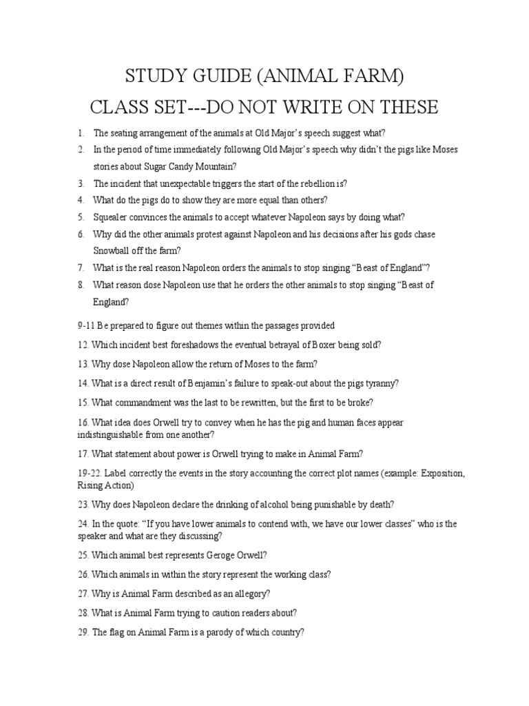 Animal Farm Final Study Guide | PDF