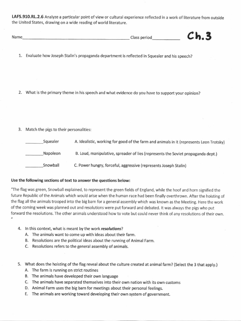 Animal Farm CH 03 | PDF