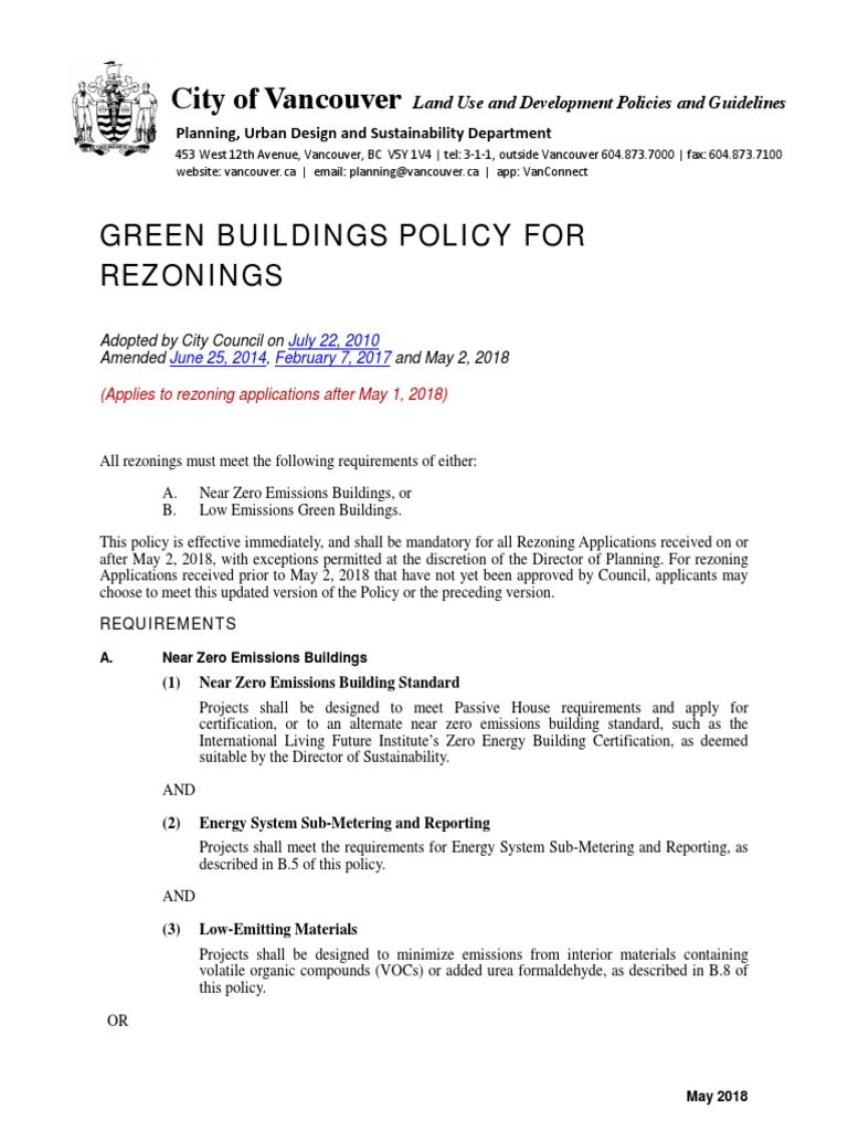 CoV - Bulletin Green Buildings Policy For Rezoning | Download Free PDF ...