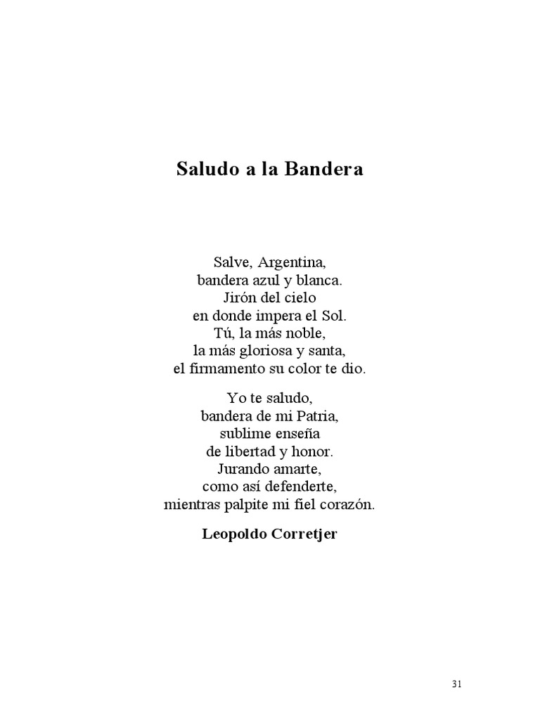 Saludo A La Bandera Letra | PDF | Bandera | Símbolos nacionales