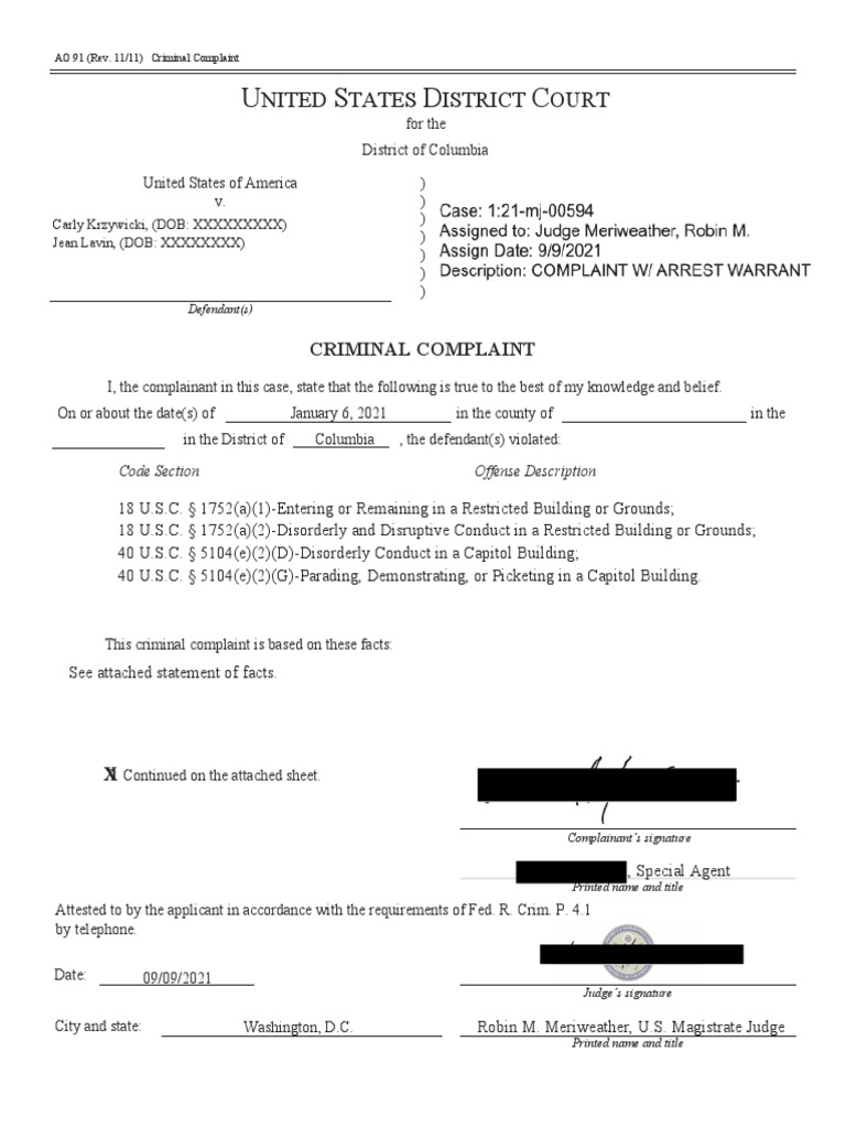 USA v. Krzywicki & Lavin Criminal Complaint | PDF | United States Code ... USA v. Krzywicki & Lavin Criminal Complaint | PDF | United States Code ...