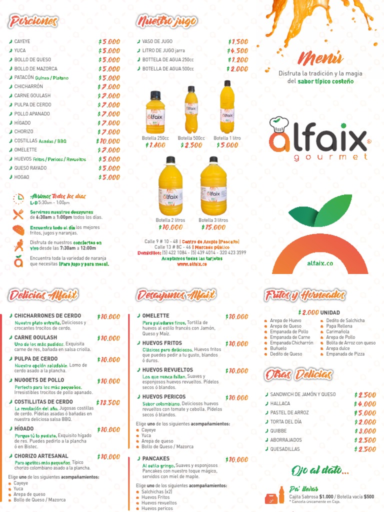 Menú Alfaix | PDF | Cerdo | Cocina