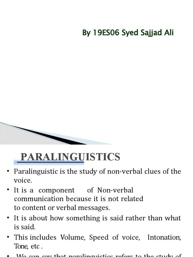 Paralinguistics and Gesture | PDF | Gesture | Nonverbal Communication
