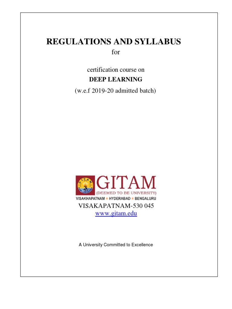Regulations and Syllabus: Certification Course On | PDF | Deep Learning ...