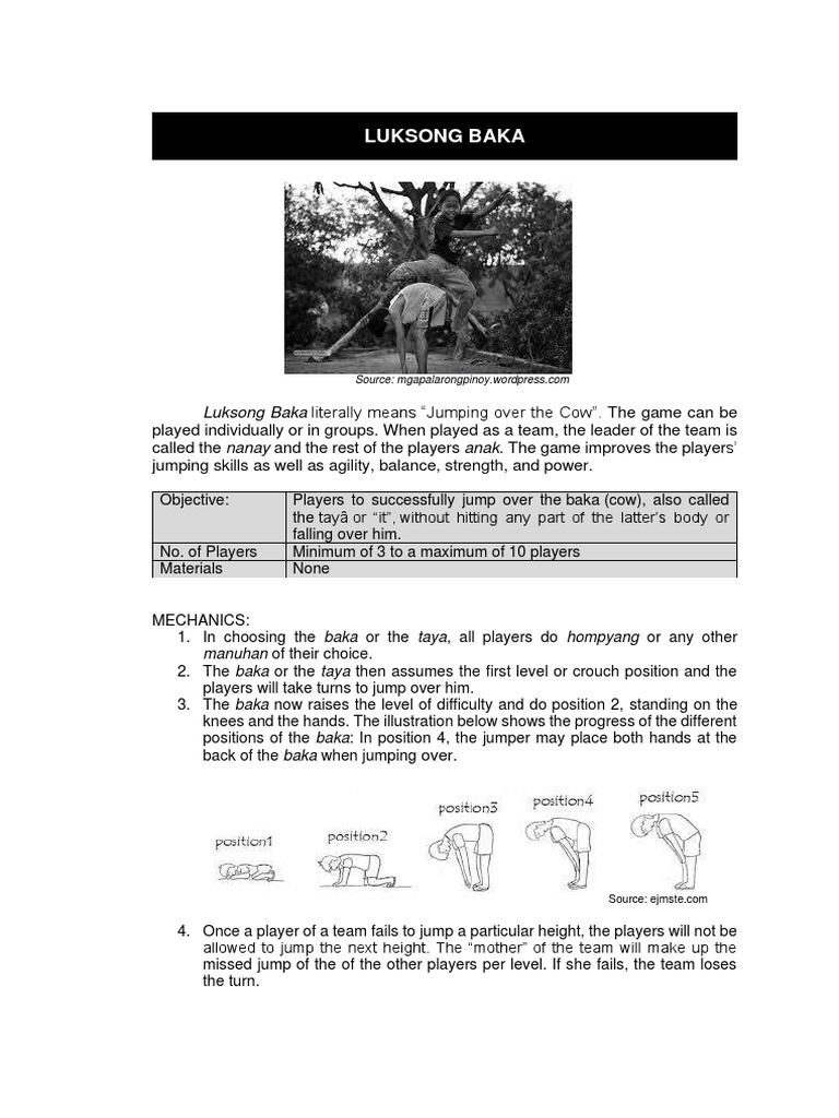 Luksong Lubid and Luksong Baka | PDF