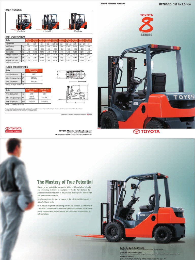 Toyota 8FG/8FD Engine Powered Forklift Mastery | PDF | Forklift | Machines