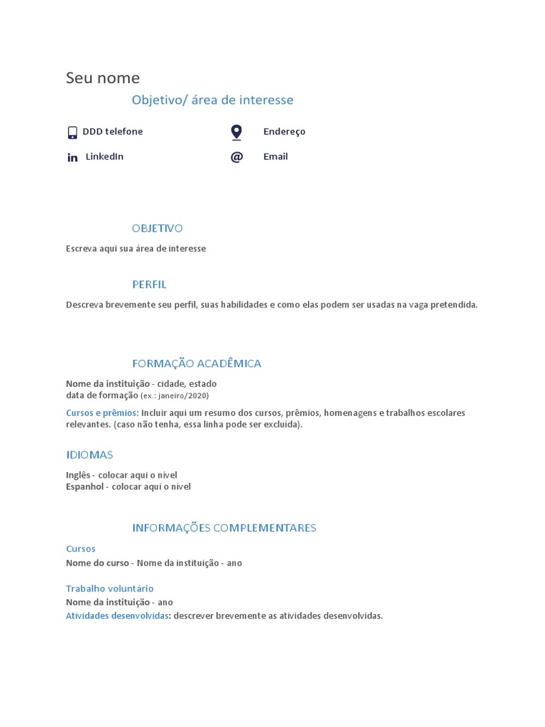 Modelo de Curriculo Estudante | PDF