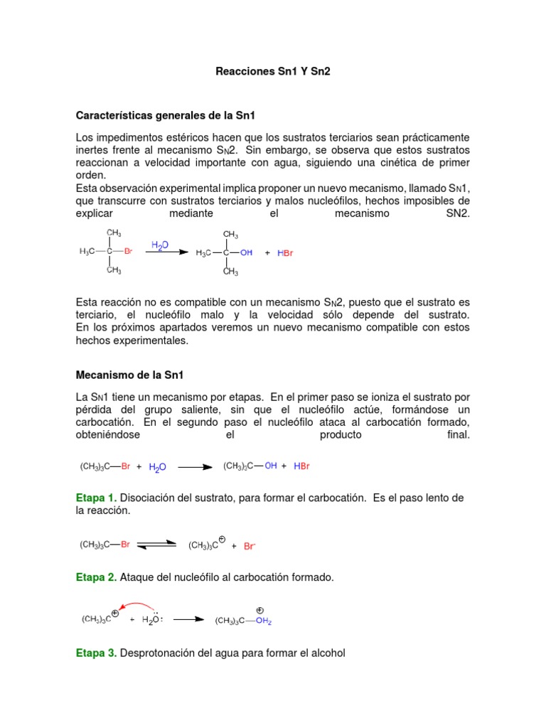 Reacciones Sn1 Y Sn2 | PDF | Reacciones químicas | Química
