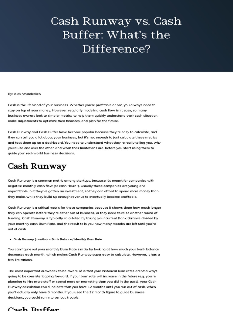 Cash Runway vs. Cash Buffer: What's The Difference? | PDF | Forecasting ...