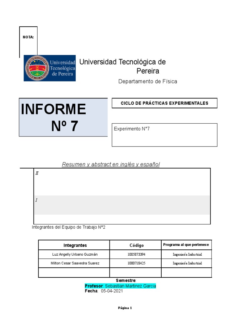 Experimento #7 | PDF | Corriente eléctrica | Corriente continua