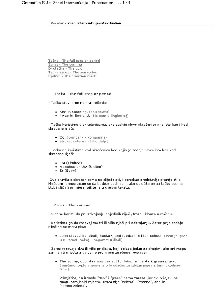 04 - Znaci Interpunkcije - Punctuation | PDF