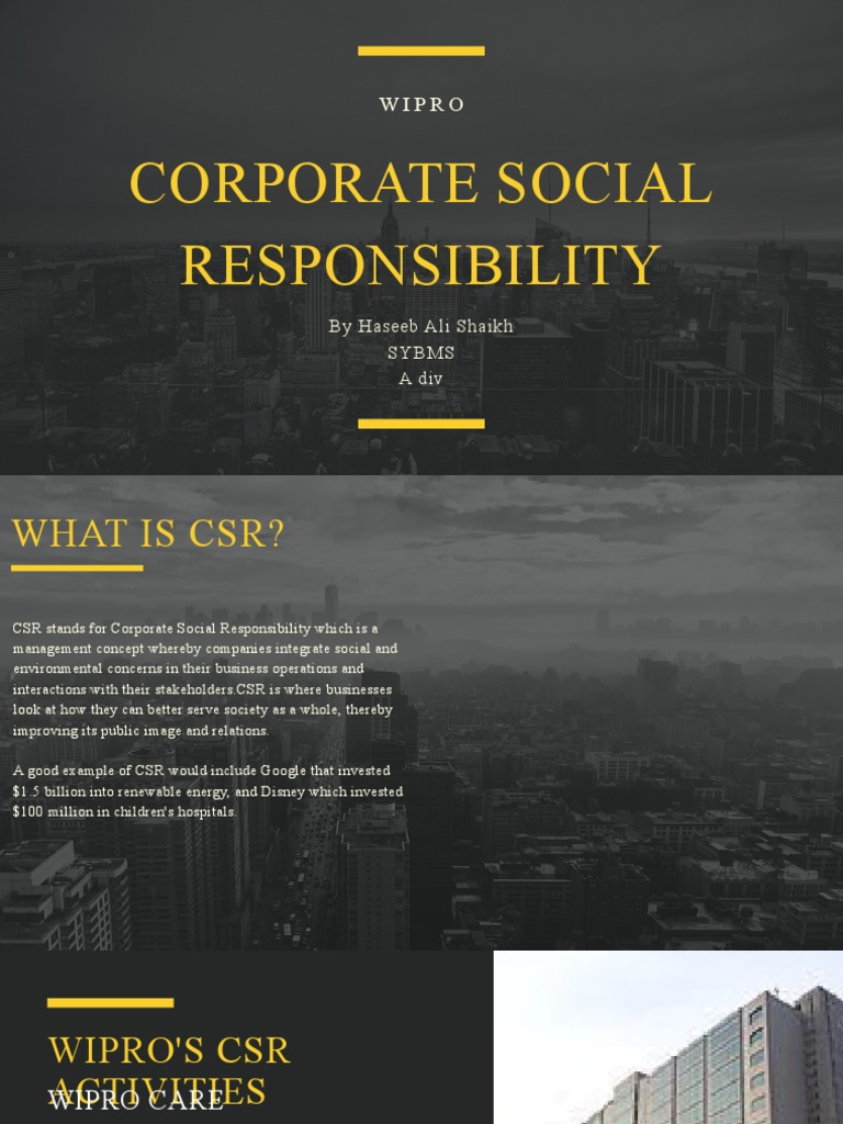 Corporate Social Responsibility: Wipro | PDF | Corporate Social ...