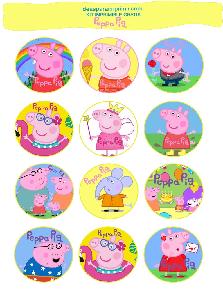 Peppa Pig Toppers Stickers Circulos Kit Imprimible Peppa Pig Gratis | PDF