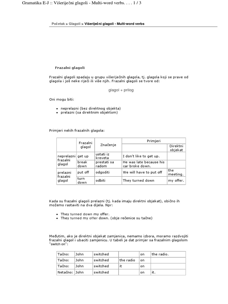 13_Višerijecni glagoli - Multi-word verbs | PDF
