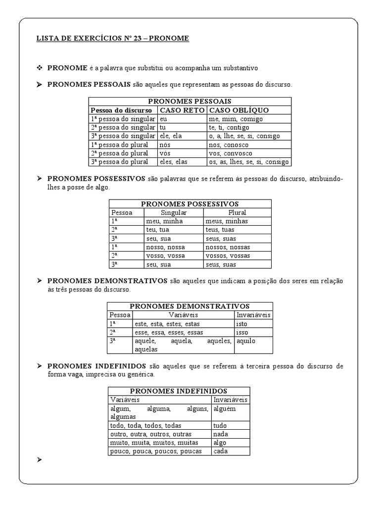Pronome Pdf Pronome Sintaxe