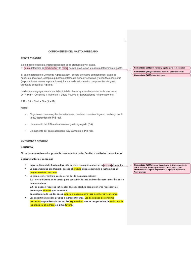 2 Componentes Del Gasto Agregado | PDF | Ahorro | Consumo (economía)
