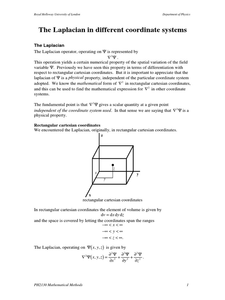 The Laplacian in Different Coordinate Systems | PDF | Coordinate System ...