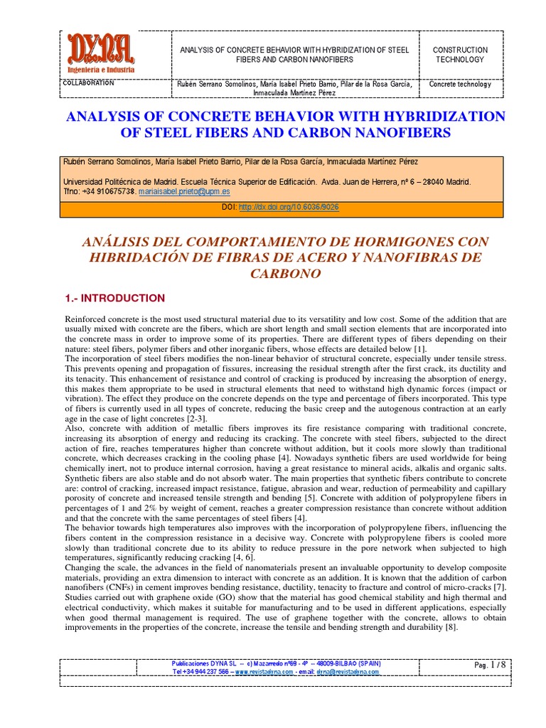Analysis of Concrete Behavior With Hybridization of Steel Fibers and ...