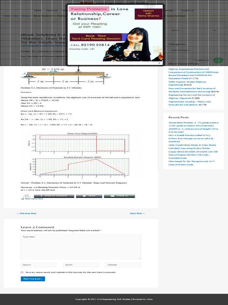 (Book Solution) 6-2, Mechanics of Materials by R C Hibbeler) - Draw The ...