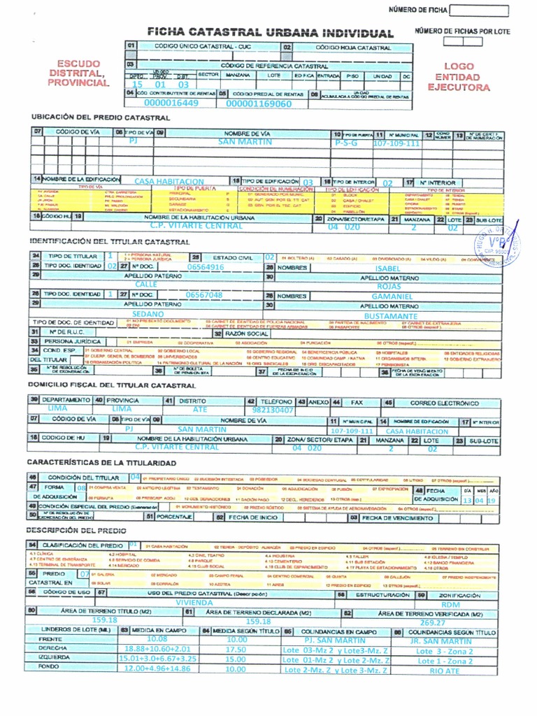 Ficha Catastral Urbana | PDF