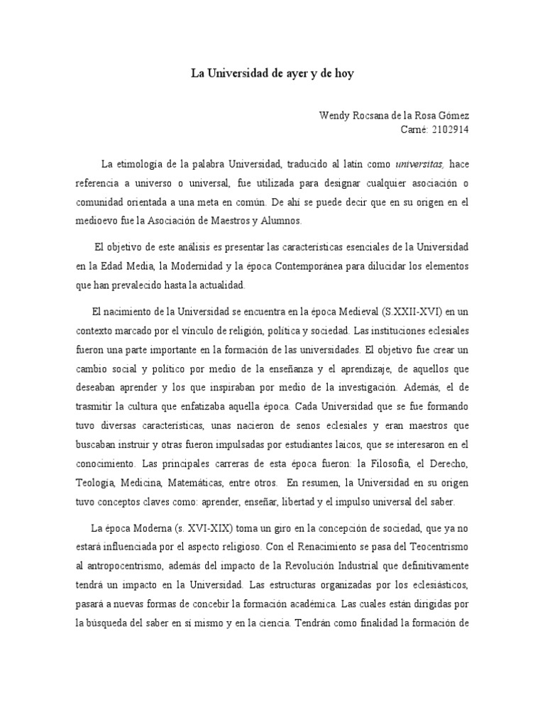Ensayo de La Universidad | PDF | Universidad | Edades medias