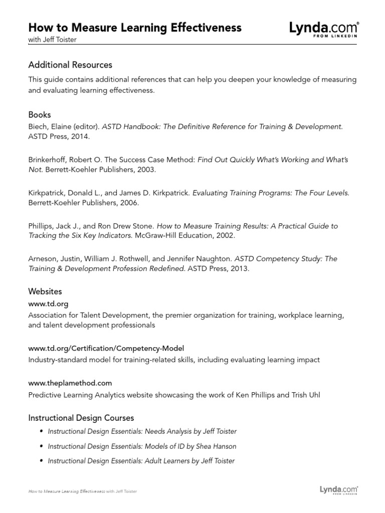 How To Measure Learning Effectiveness: Additional Resources | PDF ...